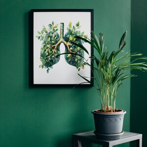 Lung Anatomy Art Print, Medical Office Wall Decor, Scientific Botanical ...