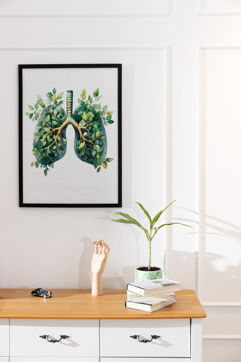 Lung Anatomy Art Print, Medical Office Wall Decor, Scientific Botanical ...