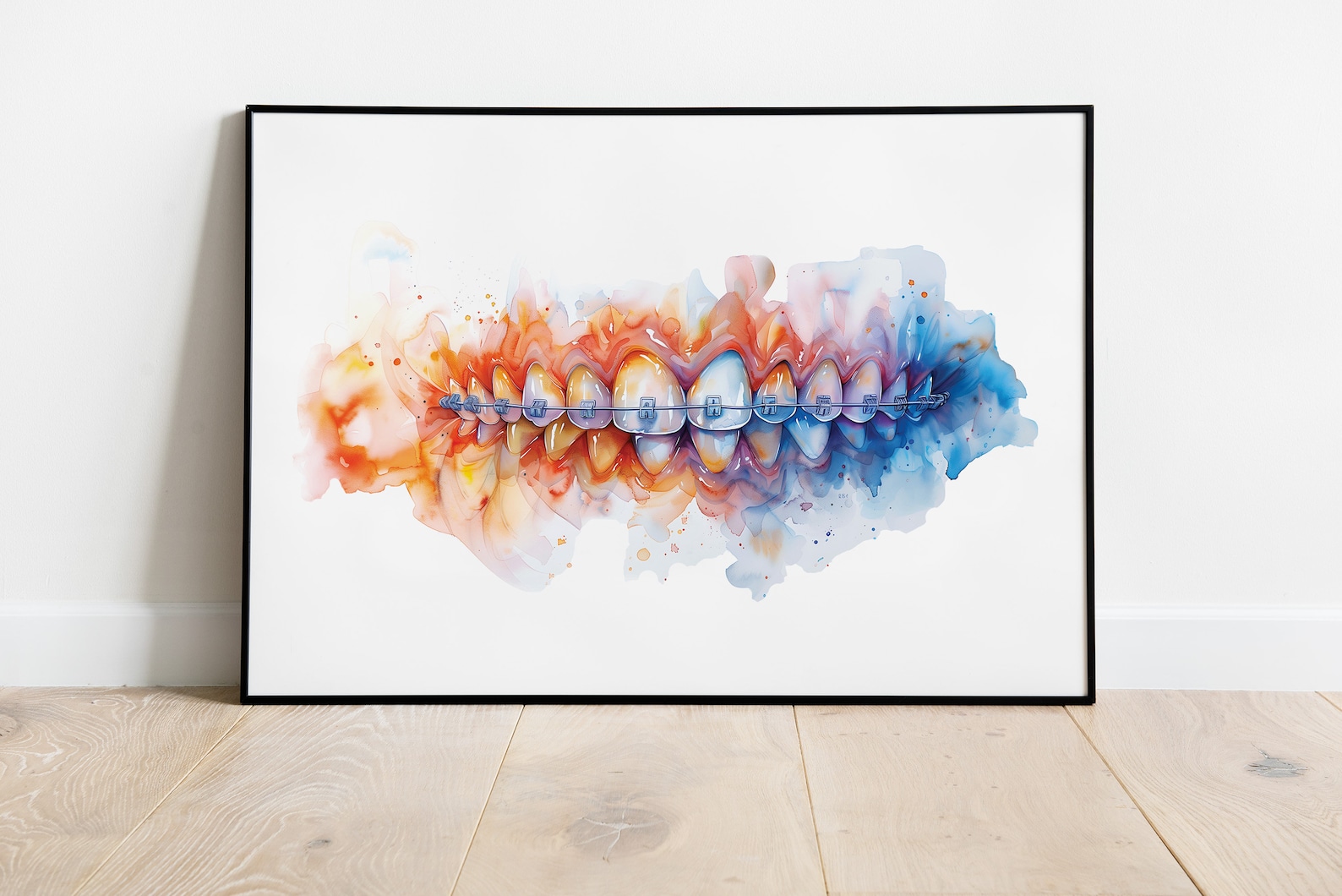 Braces Watercolor Print Orthodontic Wall Art Dental Office Decor Teeth ...