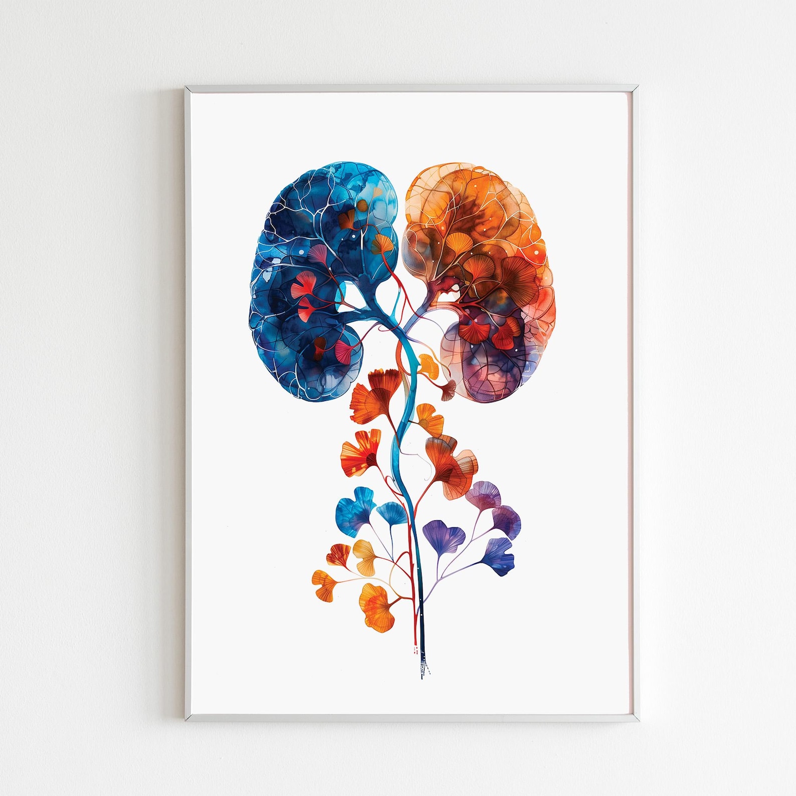 Kidney Anatomy Art Print Urologist Office Decor Floral Kidney Art ...