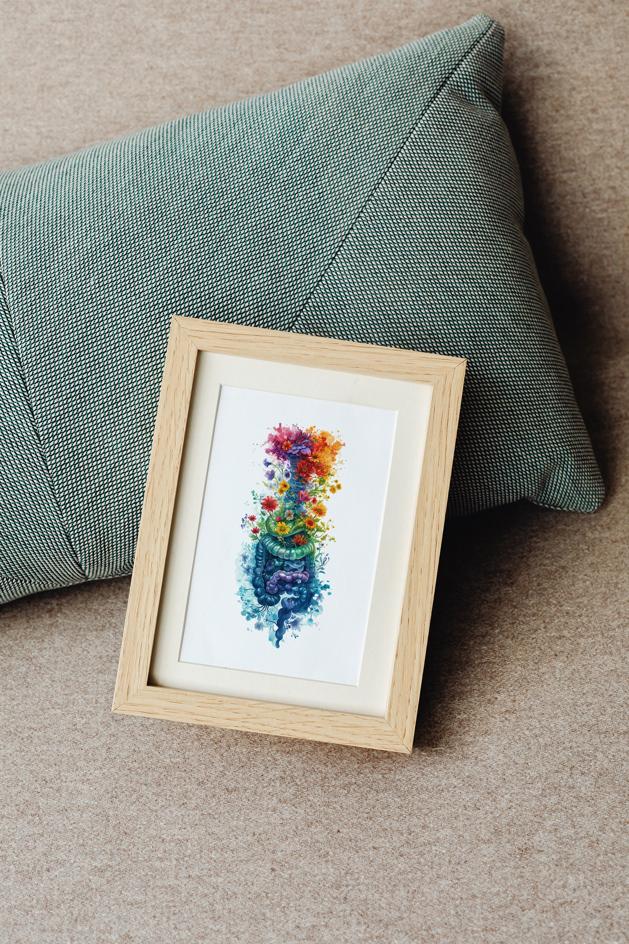 Floral Digestive System Watercolor Art Print, Anatomical Gut Flower ...