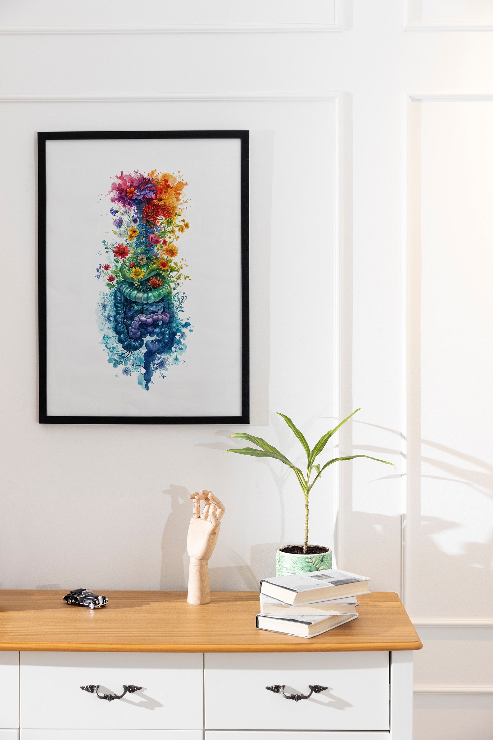 Floral Digestive System Watercolor Art Print, Anatomical Gut Flower ...