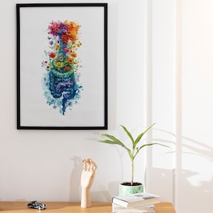 Floral Digestive System Watercolor Art Print, Anatomical Gut Flower ...