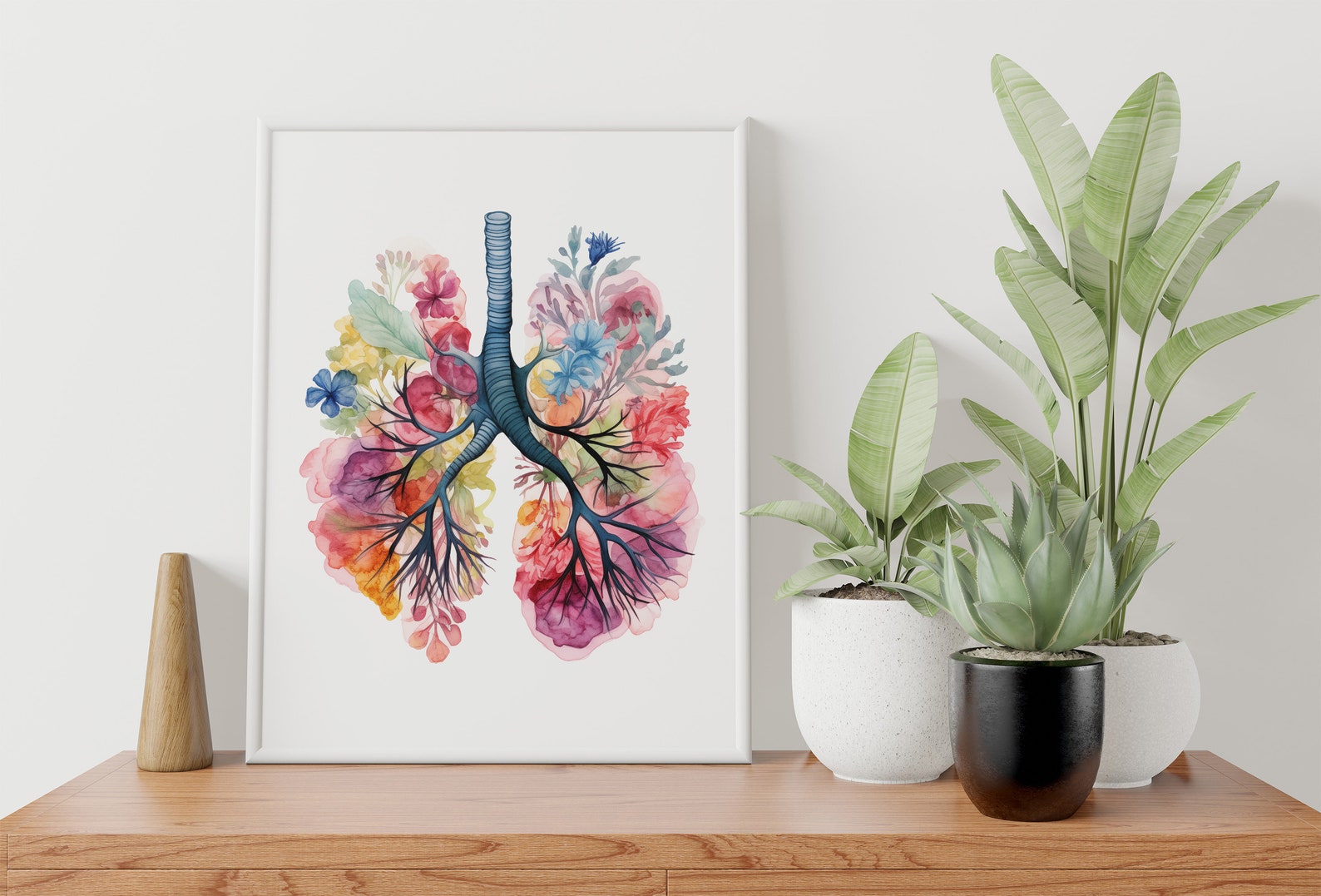 Floral Lungs Watercolor Art Print, Anatomical Lungs Flower Print ...