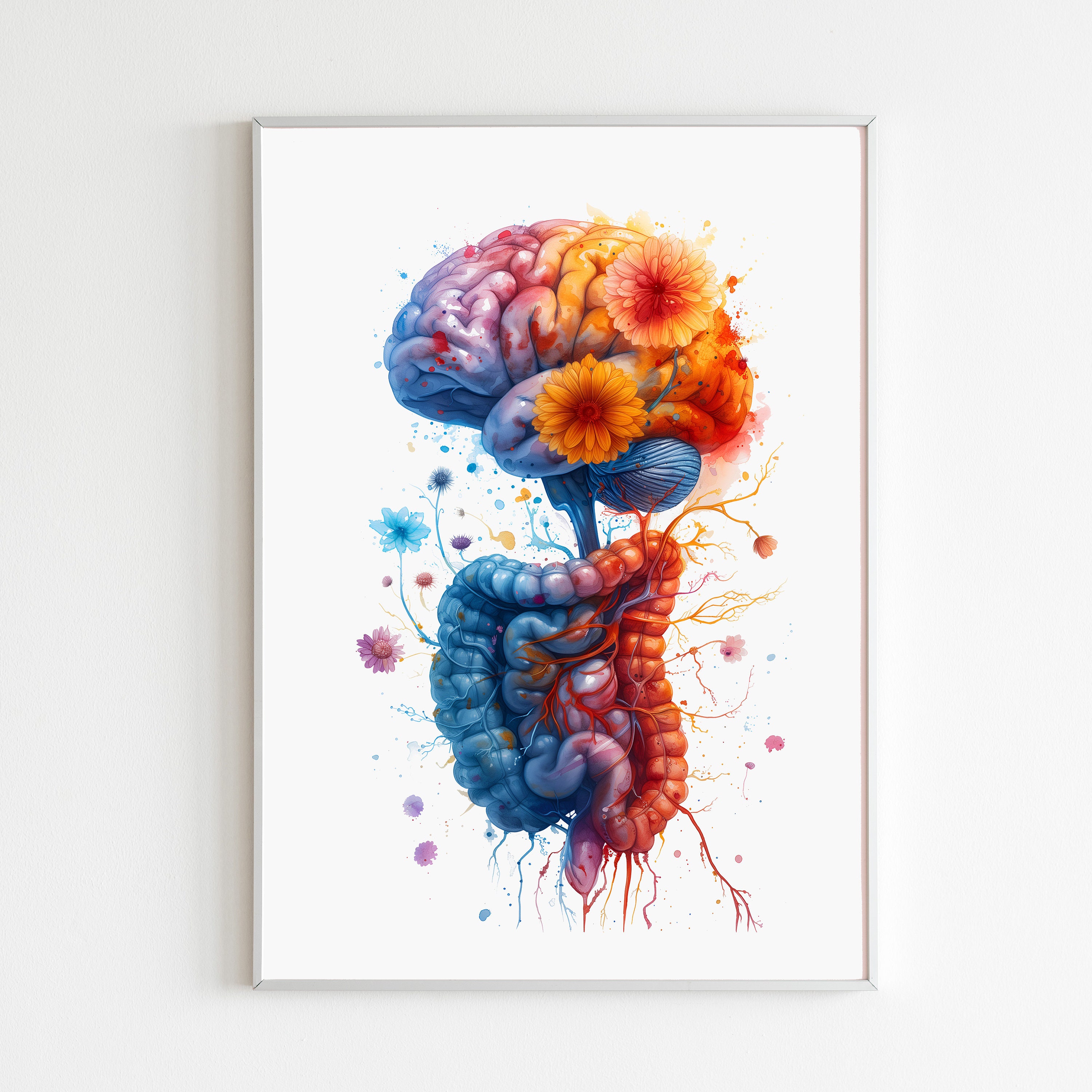 Gut Brain Watercolor Art Print, Vagus Nerve Posters, Medical Wall Decor ...
