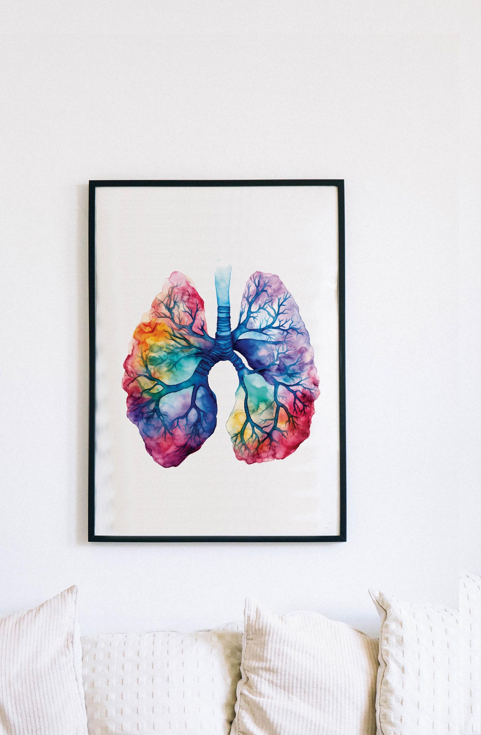 Watercolor Lung Anatomy Art, Floral Respiratory System Print, Medical ...