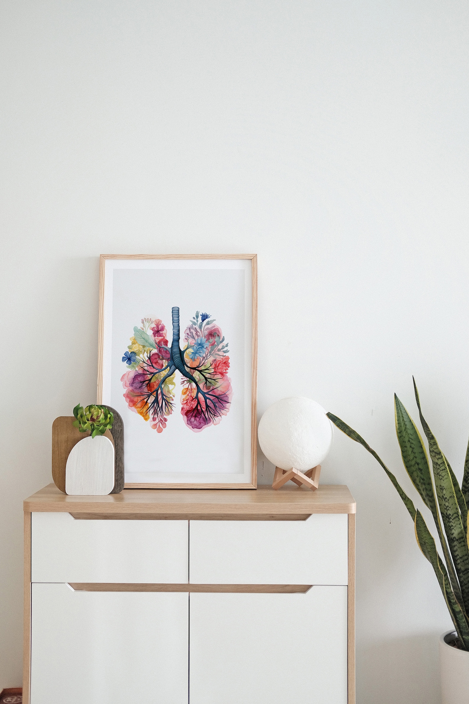 Floral Lungs Watercolor Art Print, Anatomical Lungs Flower Print ...