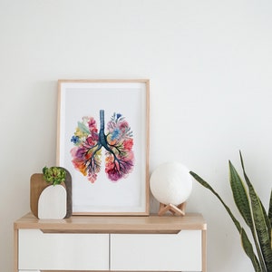 Floral Lungs Watercolor Art Print, Anatomical Lungs Flower Print ...