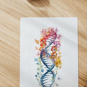 Floral DNA Art Print, Biology Art, Science Wall Decor, Medical Science ...