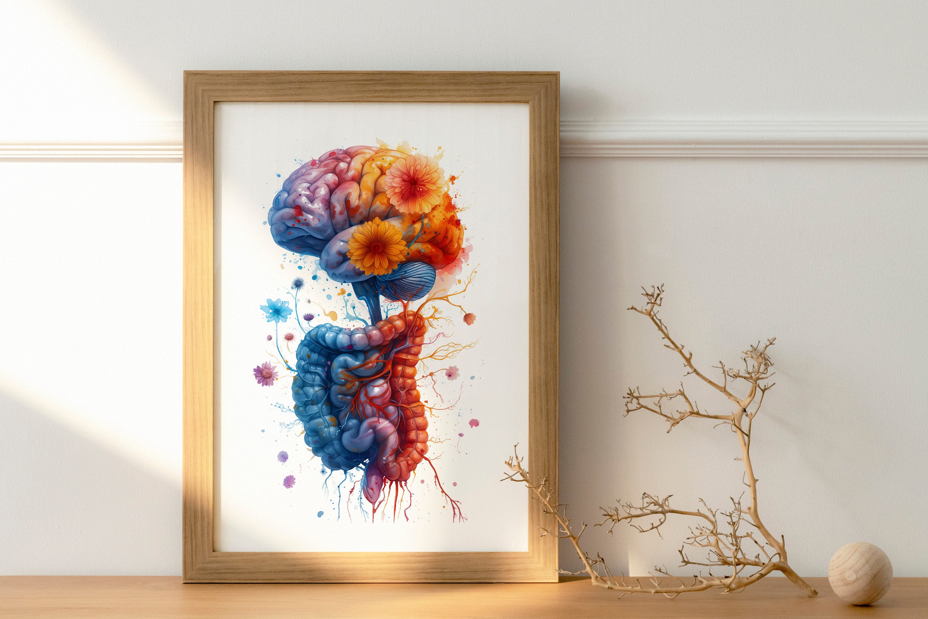Gut Brain Watercolor Art Print, Vagus Nerve Posters, Medical Wall Decor ...