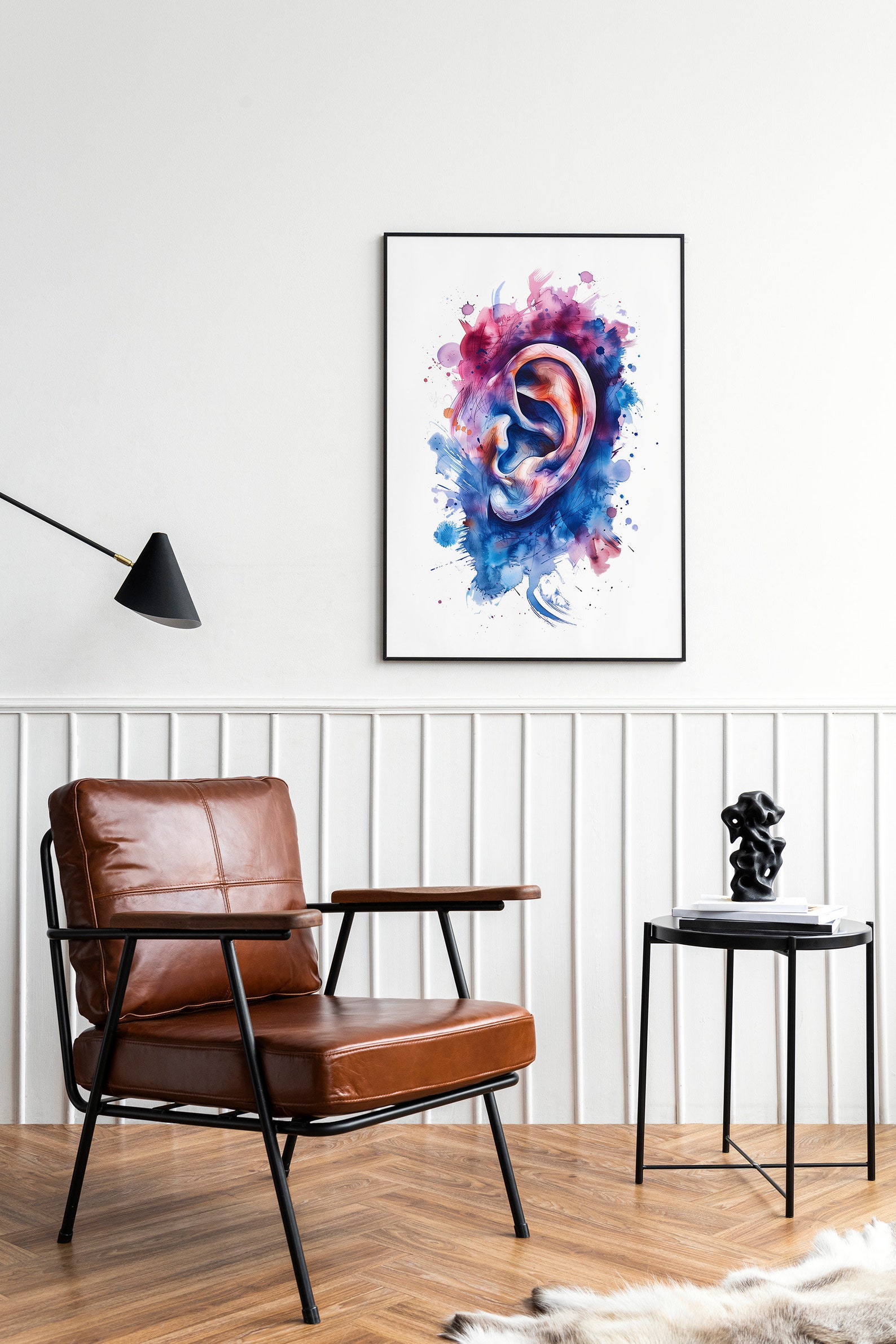 Ear Anatomy Art Print, Audiology Wall Art Colorful Human Ear Watercolor ...