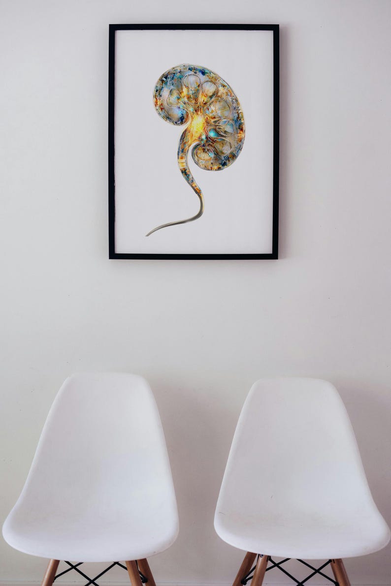 Gold Kidneys Art Print, Nephroart Printable, Medical Anatomy Wall Decor ...