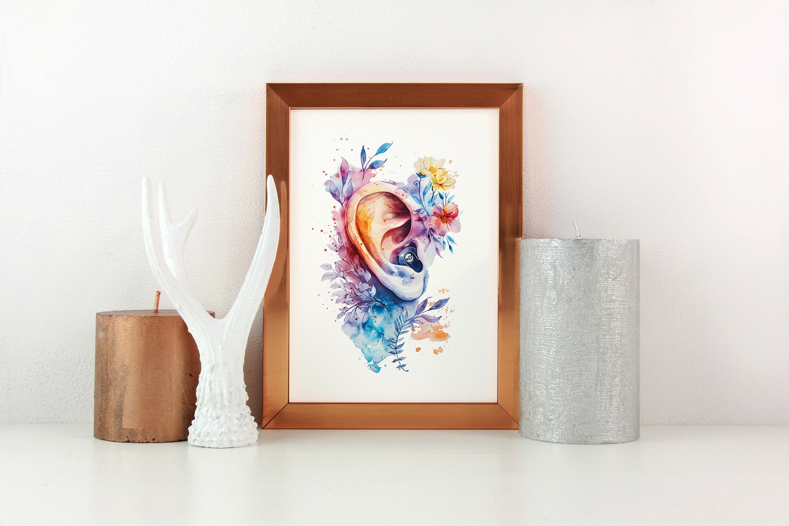 Hearing Aid Ear Anatomy Art Print, Audiology Wall Art Colorful Ear ...