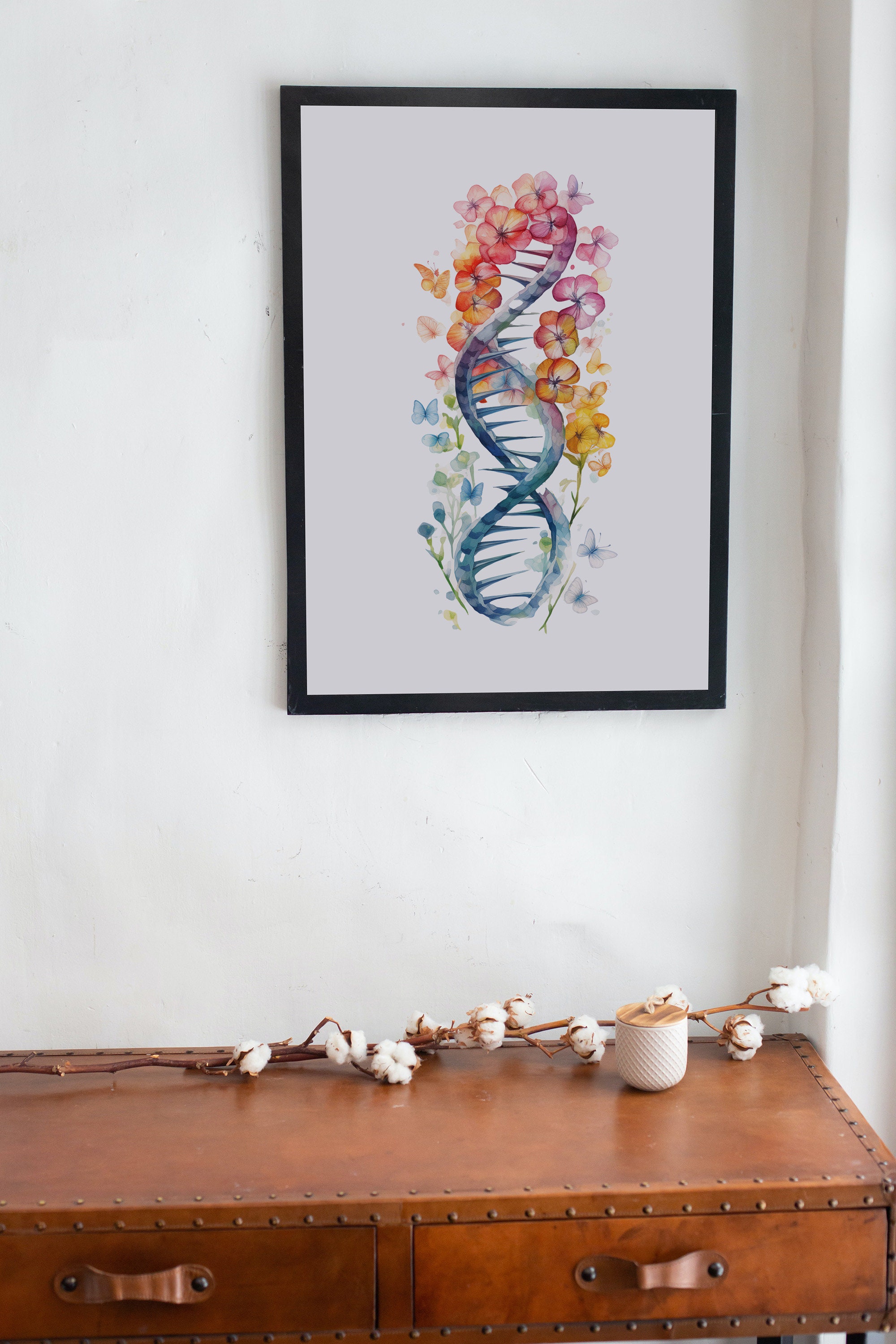 Floral DNA Art Print, Biology Art, Science Wall Decor, Medical Science ...