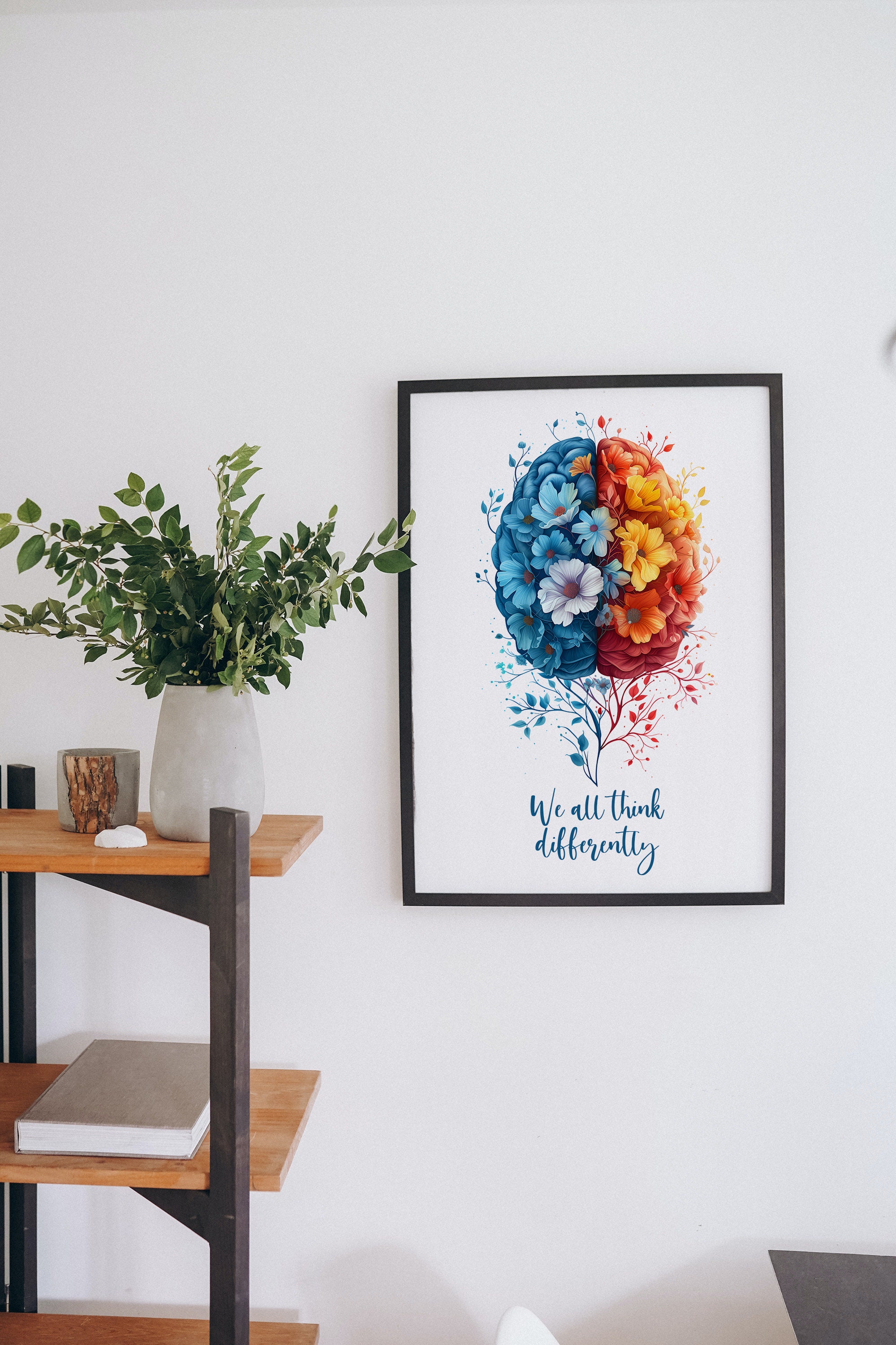 Neurodiversity Brain Art Print, We All Think Differently Quote Poster ...
