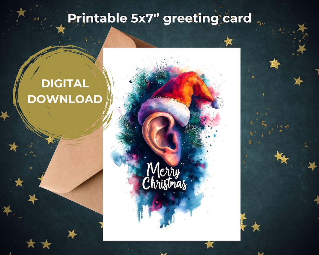 Audiology Art Christmas Greeting Card 5x7 Holiday Card for Audiologist ...