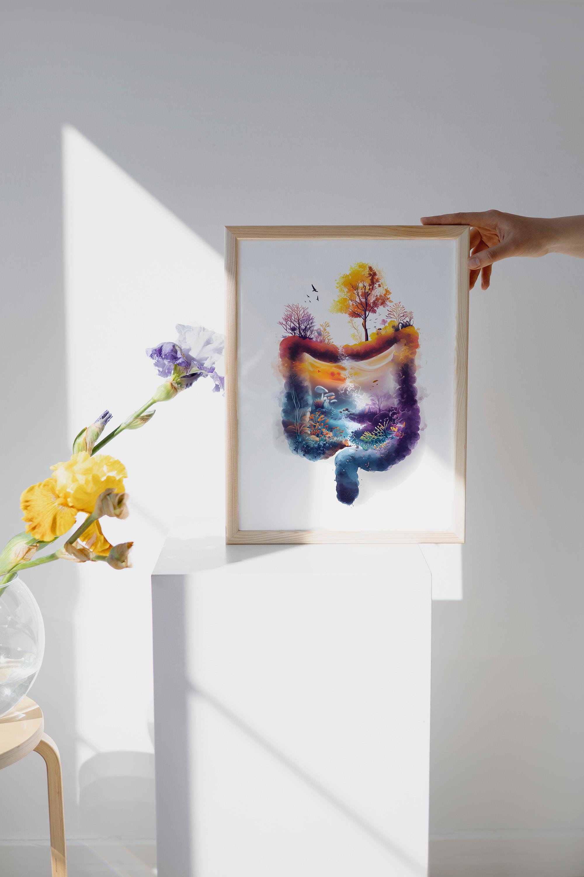 Human Digestive System Art, Anatomy Watercolor Illustration, Medical ...