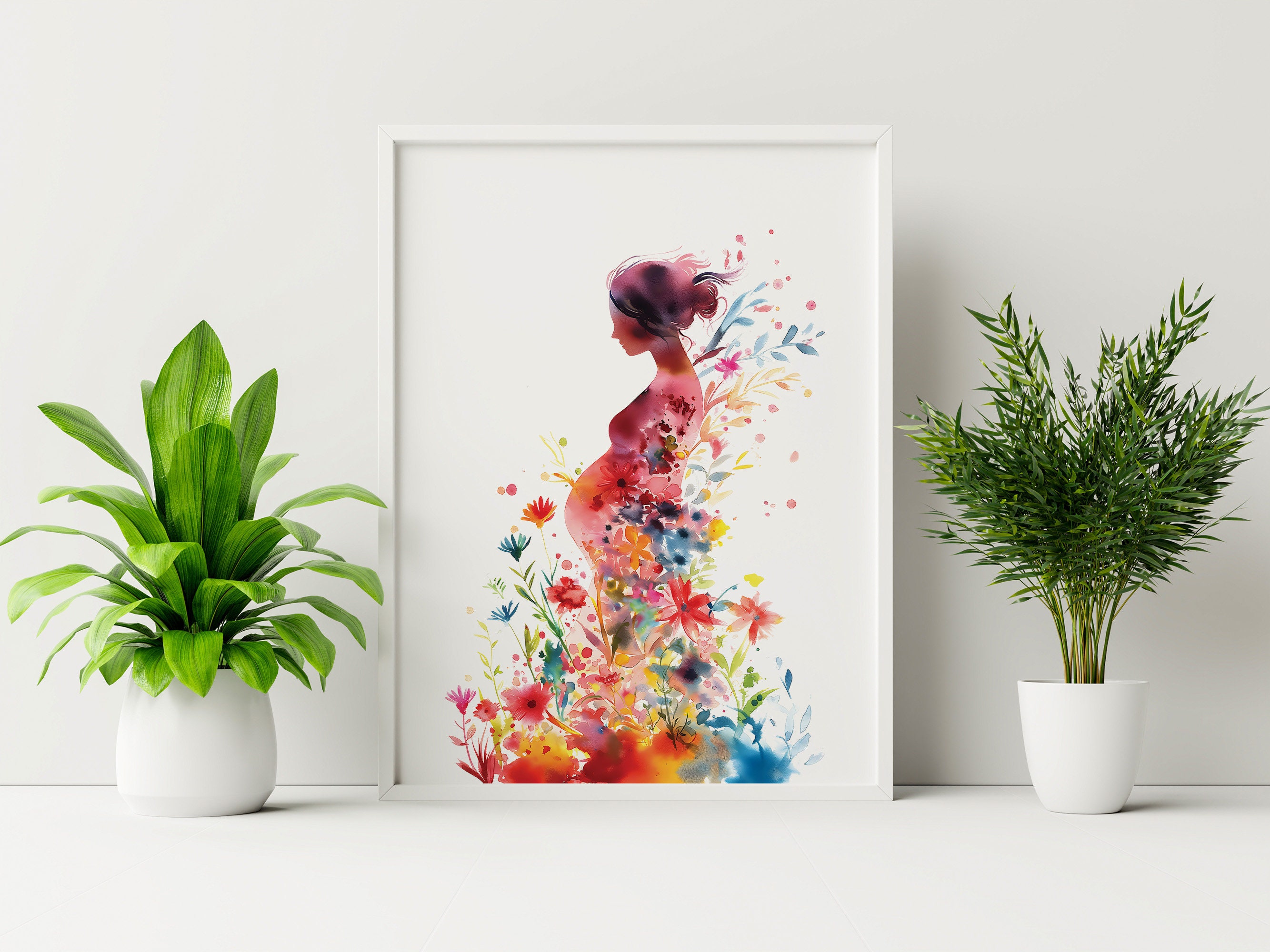 Pregnancy Art Print, Pregnant Woman Wall Art, Midwife Gift for Doula ...