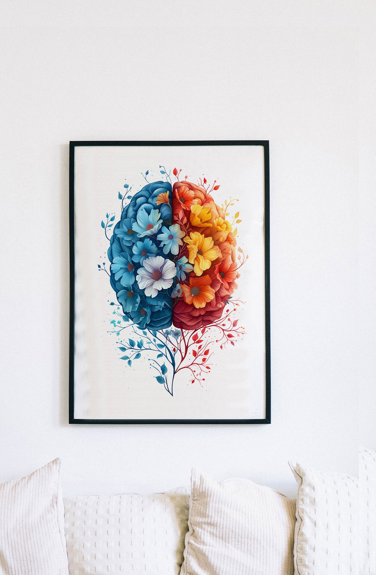 Left and Right Brain Art With Flowers Print, Neurology Art, Printable ...