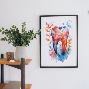 Dental Art Print Set of 3 Dentist 3 Piece Wall Art Set Floral Dental ...