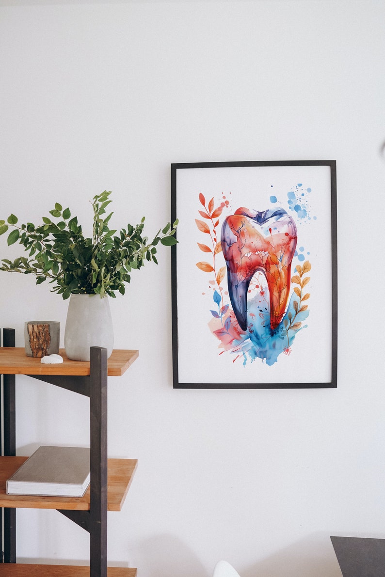Dental Art Print Set of 3 Dentist 3 Piece Wall Art Set Floral Dental ...