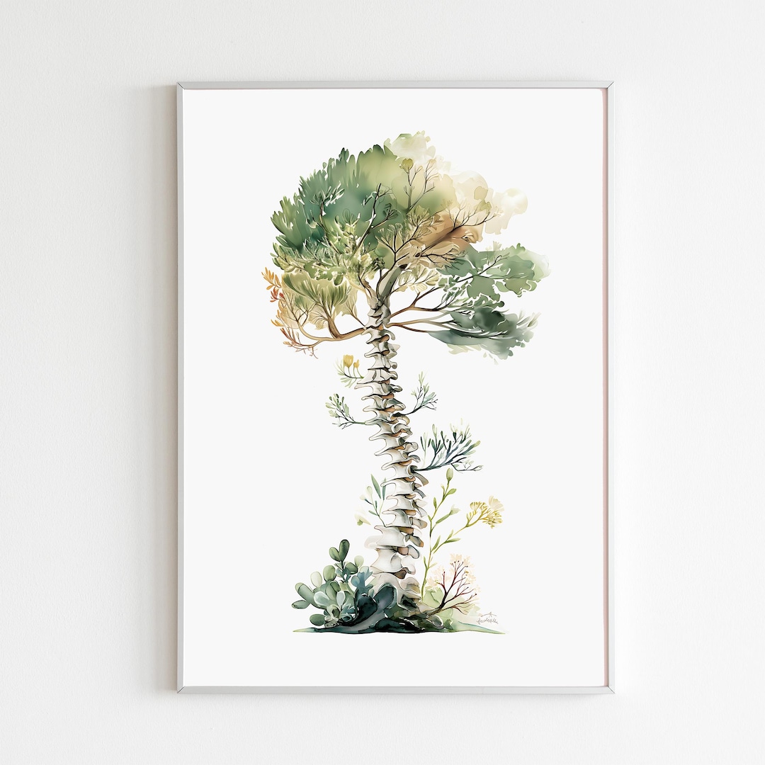 Spine Tree Wall Art Print, Botanical Chiropractic Poster, Physical ...