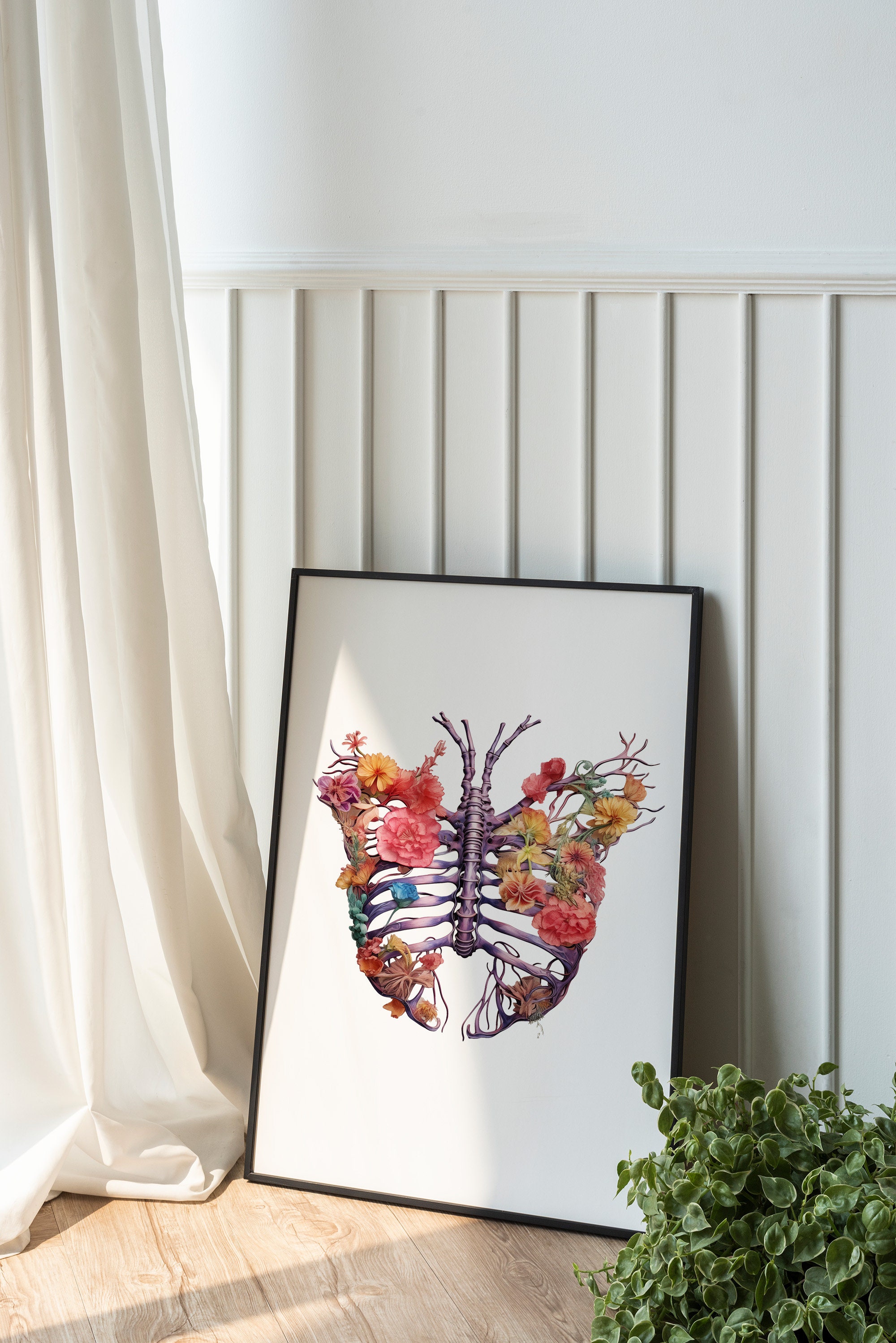 Rib Cage Butterfly Art Print, Thorax Skeletal Wall Art Printable ...