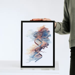 DNA Strand Watercolor Art Print, Stairway Gene Illustration Printable ...