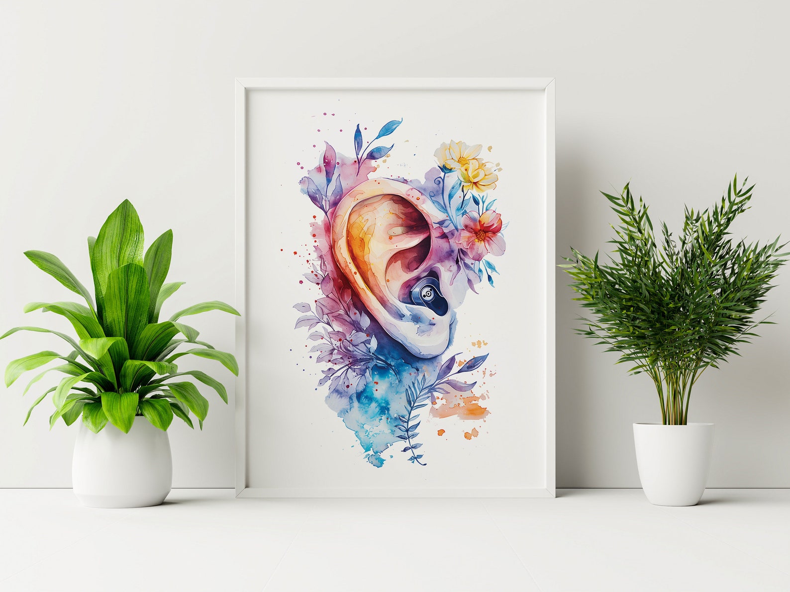 Hearing Aid Ear Anatomy Art Print, Audiology Wall Art Colorful Ear ...