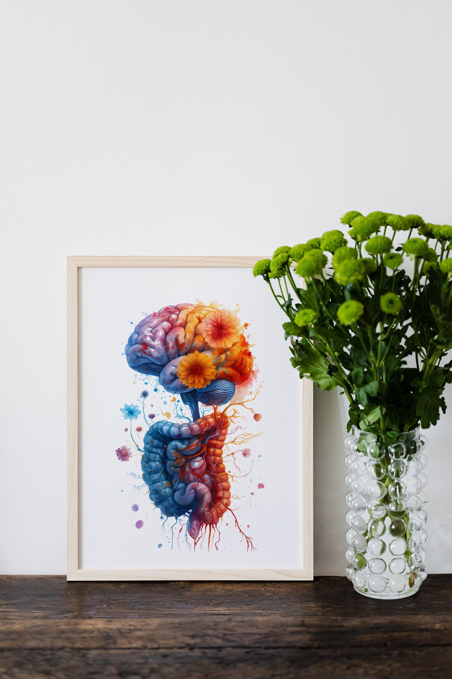 Gut Brain Watercolor Art Print, Vagus Nerve Posters, Medical Wall Decor ...