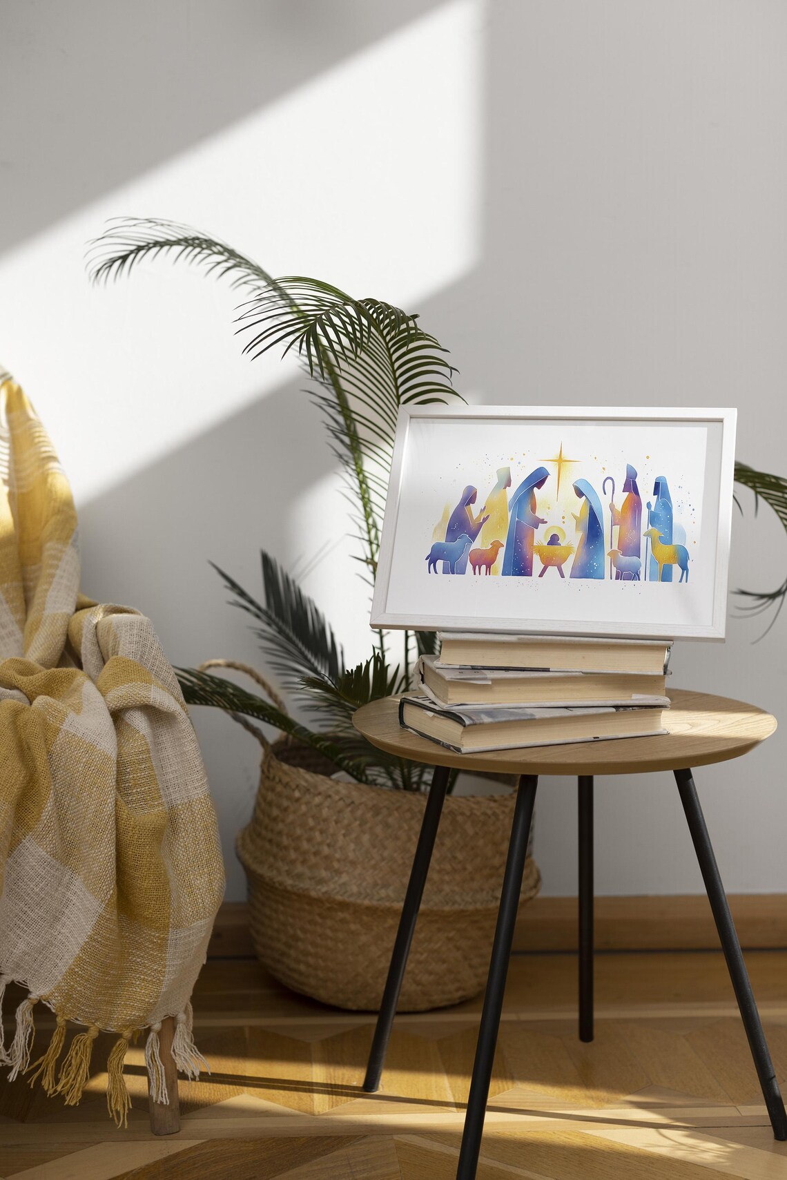 Manger Scene Watercolor Wall Art, Catholic Christmas Digital Print ...