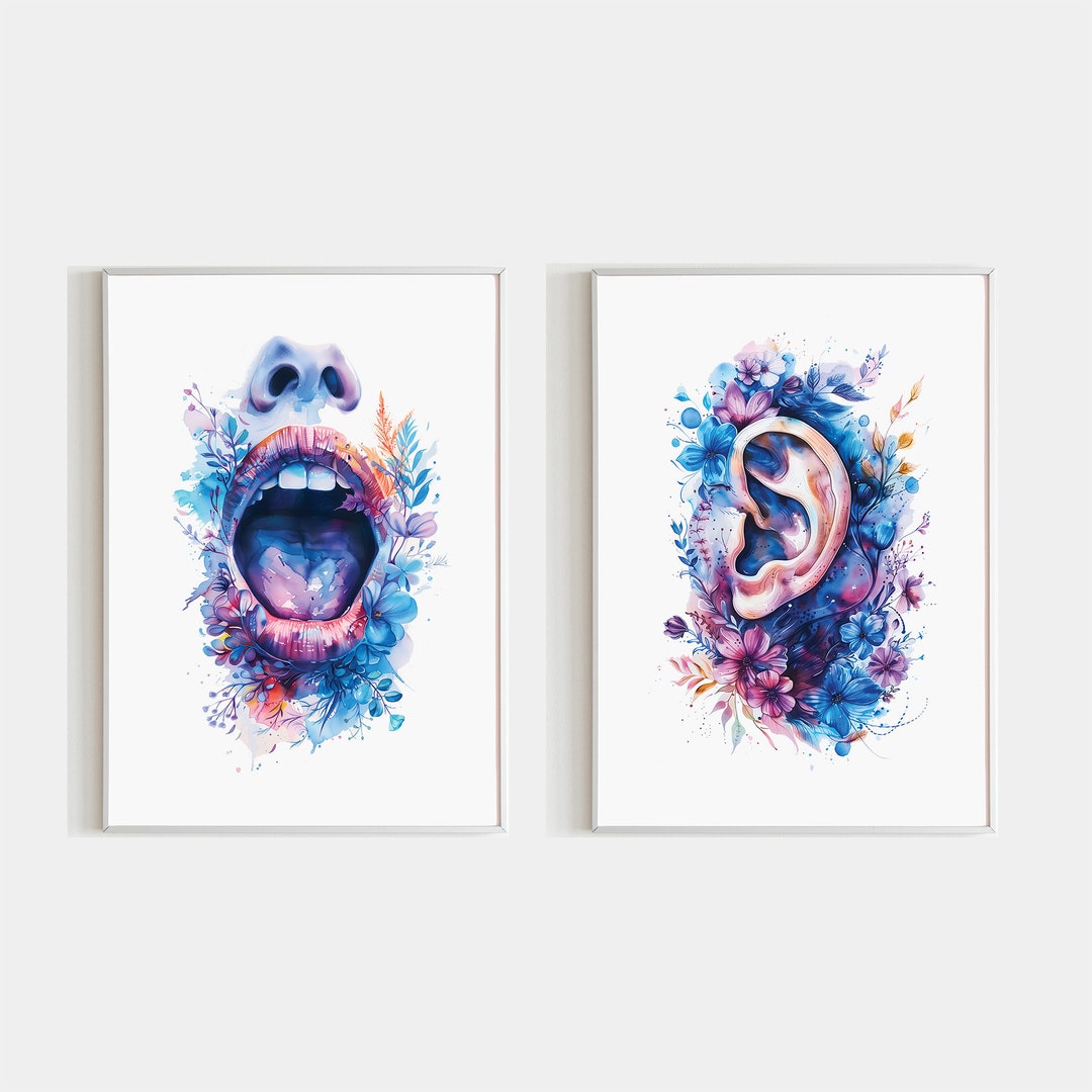 Ear Nose Throat Set of 2 Colorful Prints Otolaryngologist Gift for ENT ...