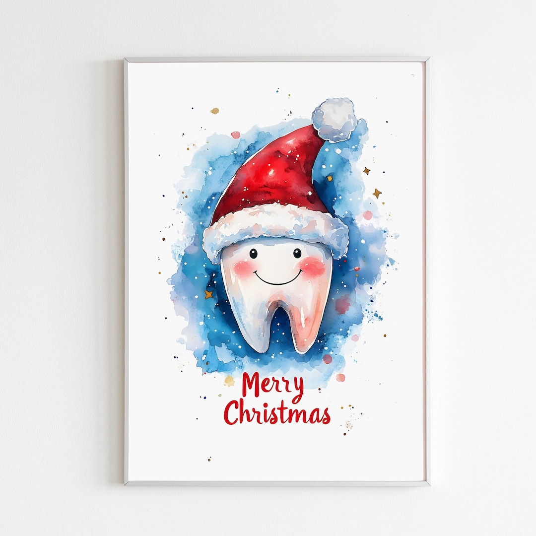 Dental Christmas Greeting Card Printable Dentist Wall Art Holiday ...
