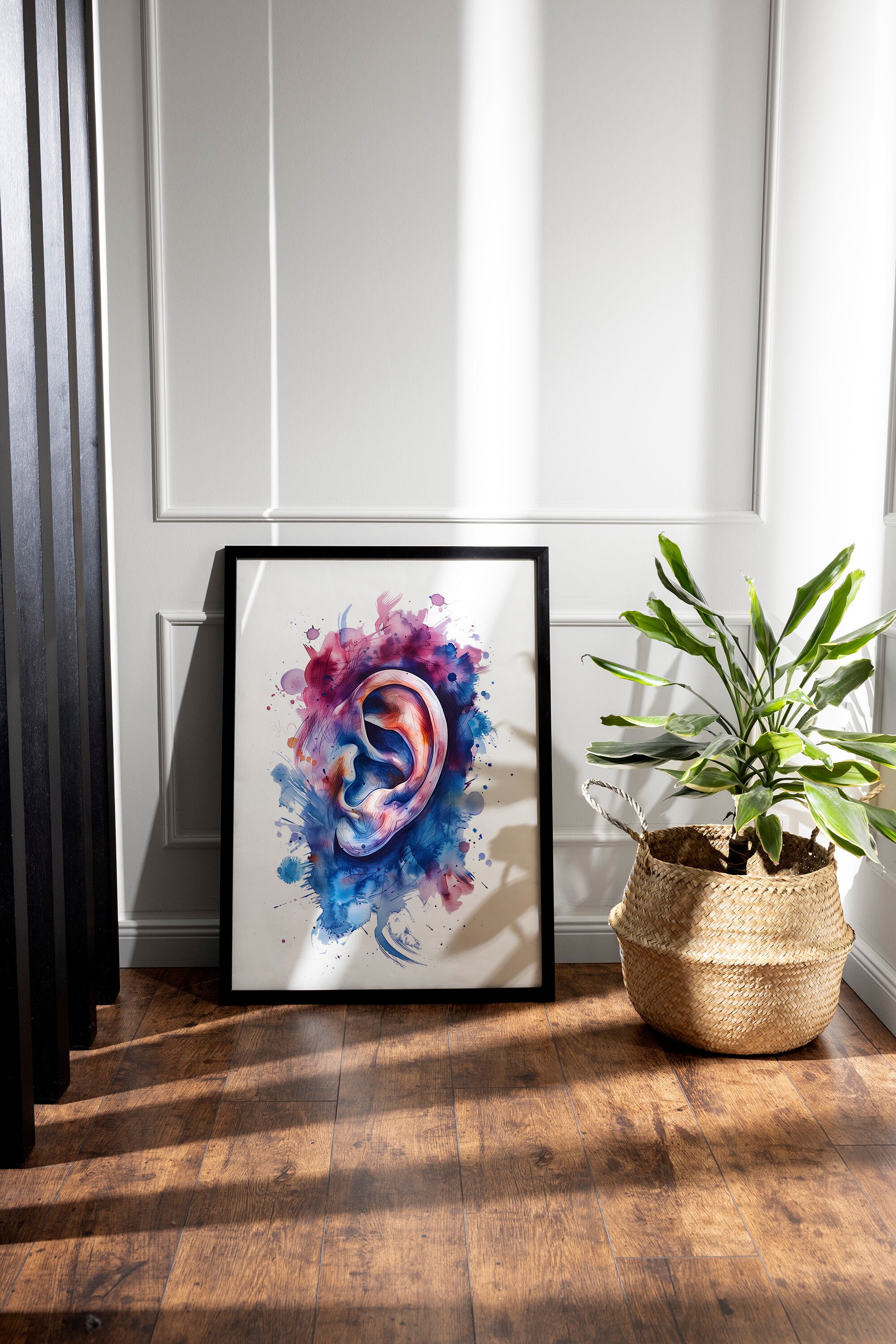 Ear Anatomy Art Print, Audiology Wall Art Colorful Human Ear Watercolor ...