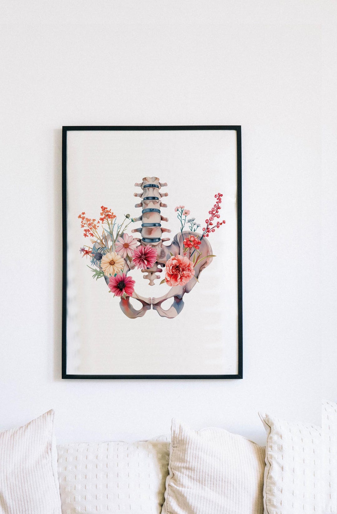 Floral Pelvis Anatomy Poster, Physical Therapist Office Decor ...