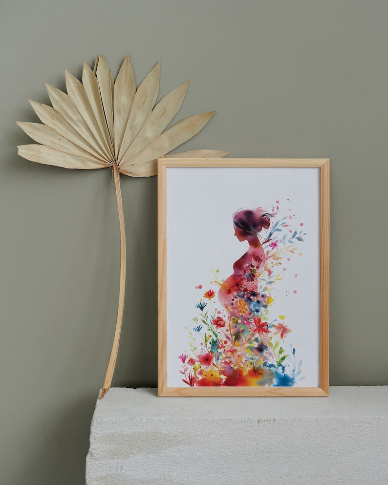 Pregnancy Art Print, Pregnant Woman Wall Art, Midwife Gift for Doula ...