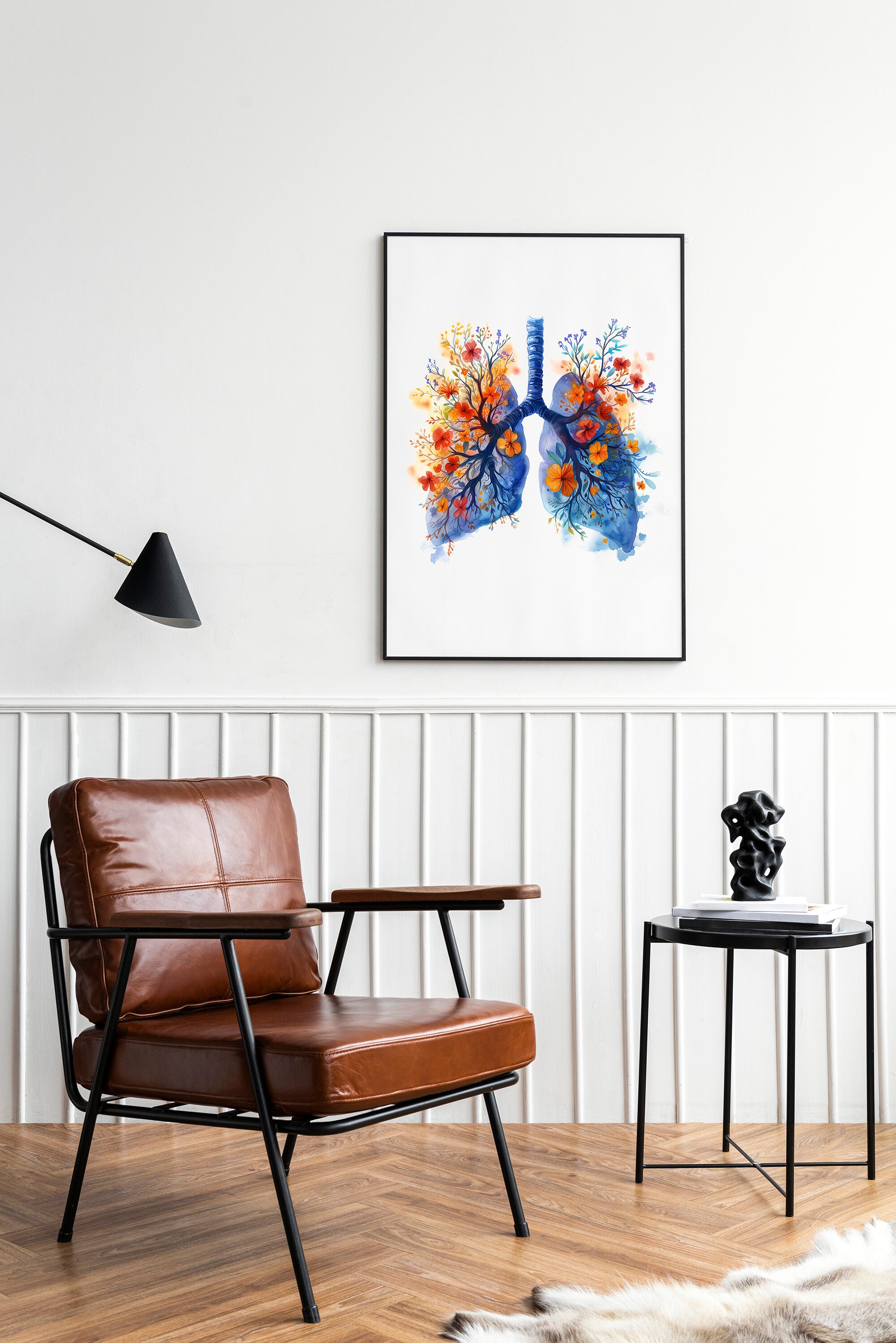 Flower Lungs Watercolor Art Print, Botanical Anatomy Poster ...