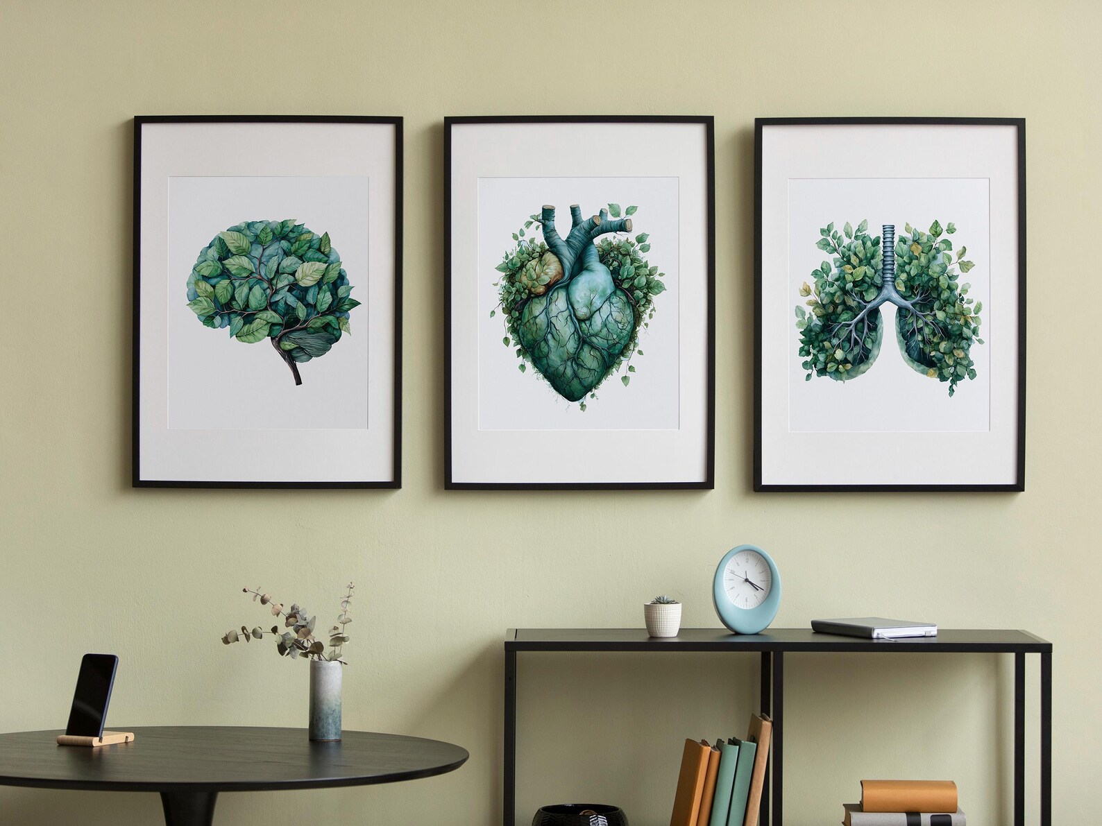 Heart Brain Lungs Kidneys Pelvis Ribcage Poster Watercolor Anatomy ...