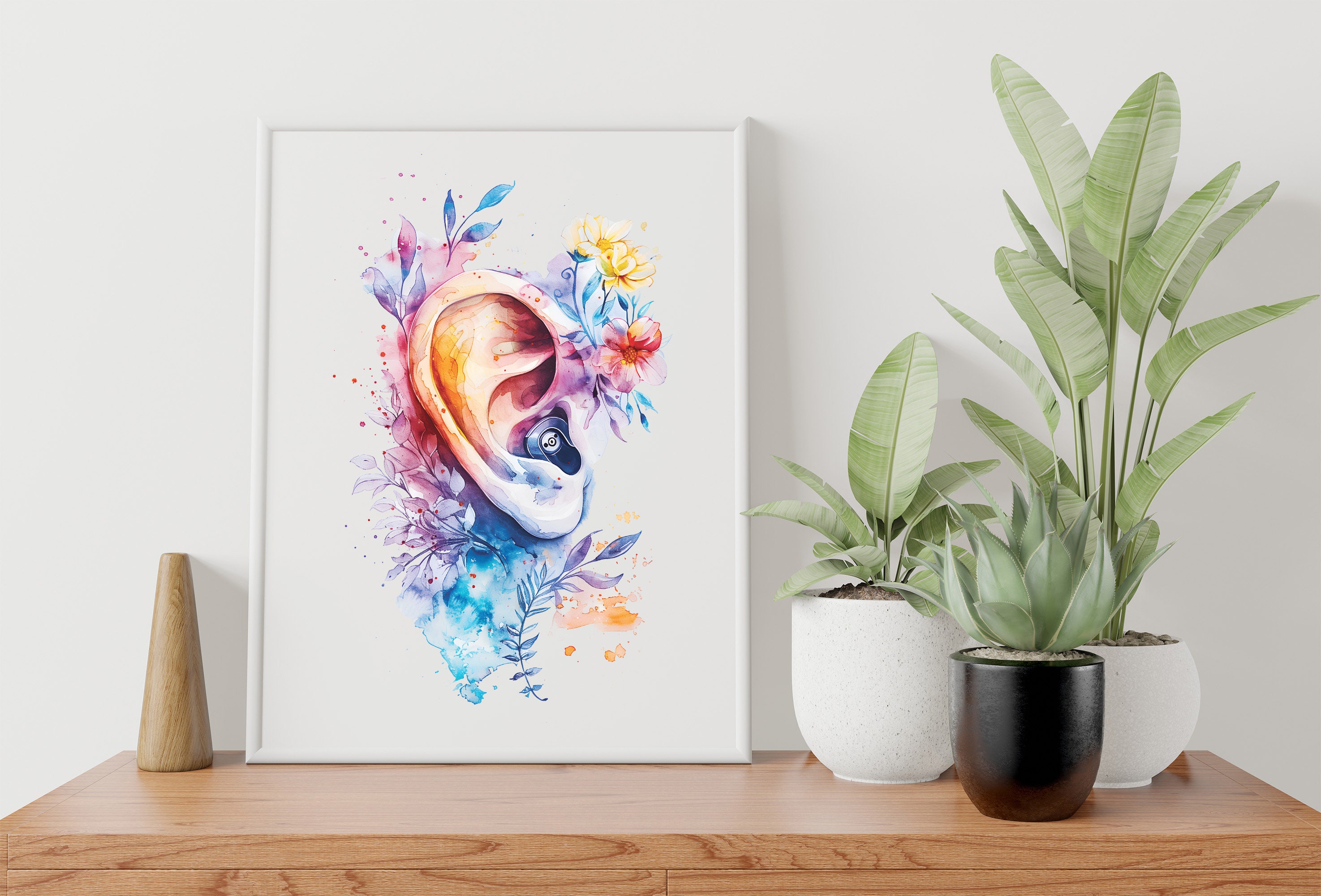 Hearing Aid Ear Anatomy Art Print, Audiology Wall Art Colorful Ear ...