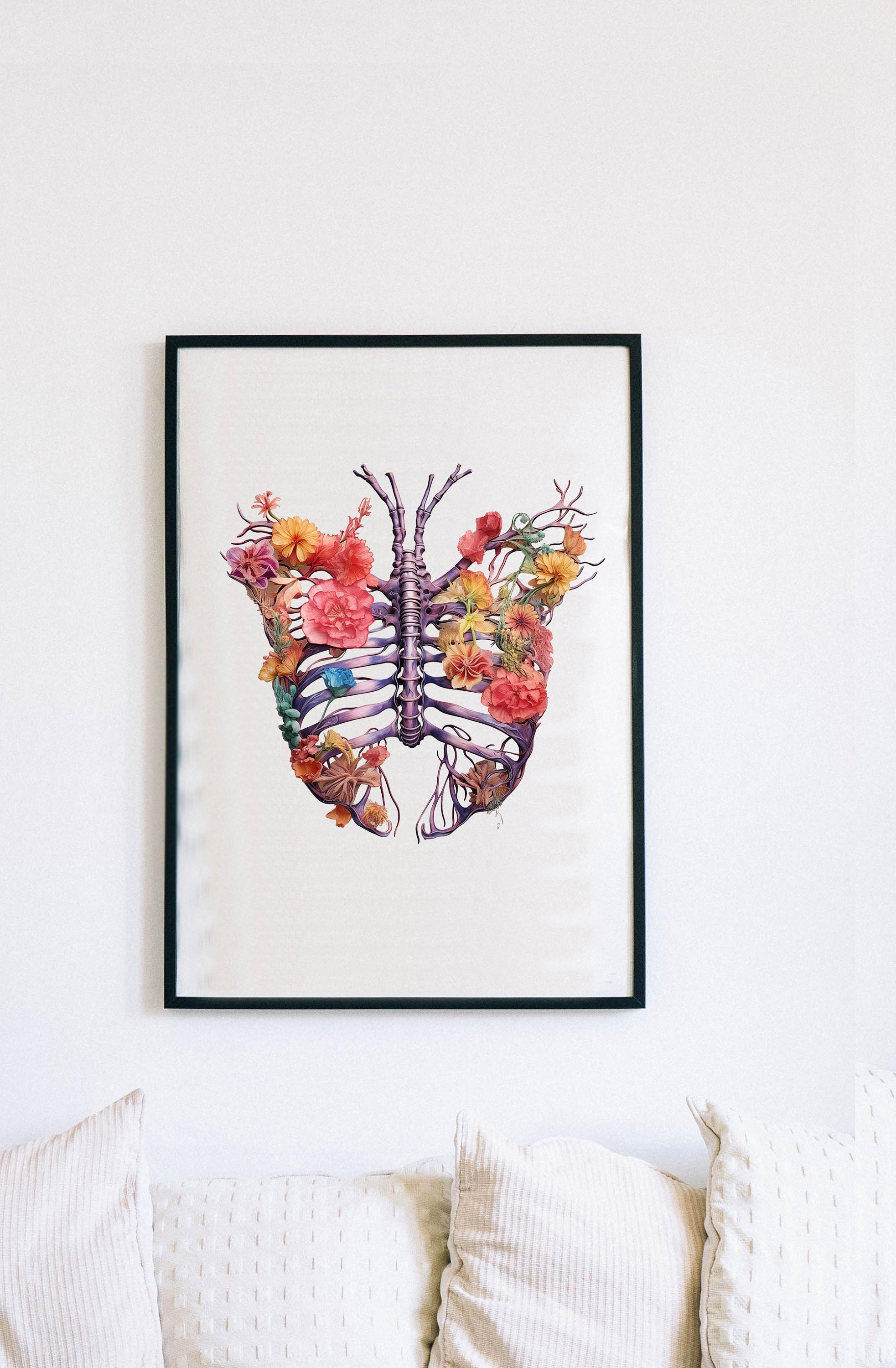 Rib Cage Butterfly Art Print, Thorax Skeletal Wall Art Printable ...