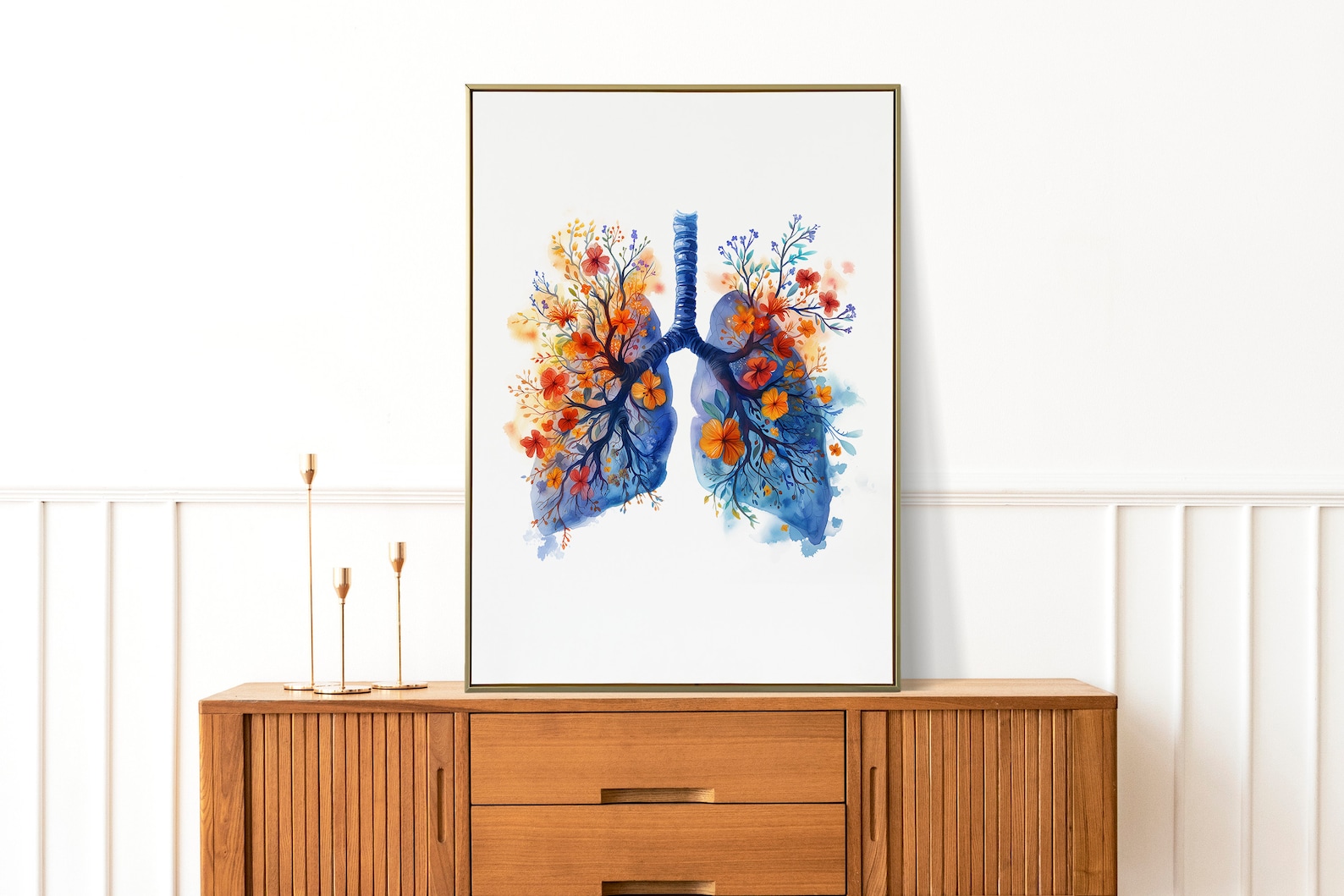 Flower Lungs Watercolor Art Print, Botanical Anatomy Poster ...
