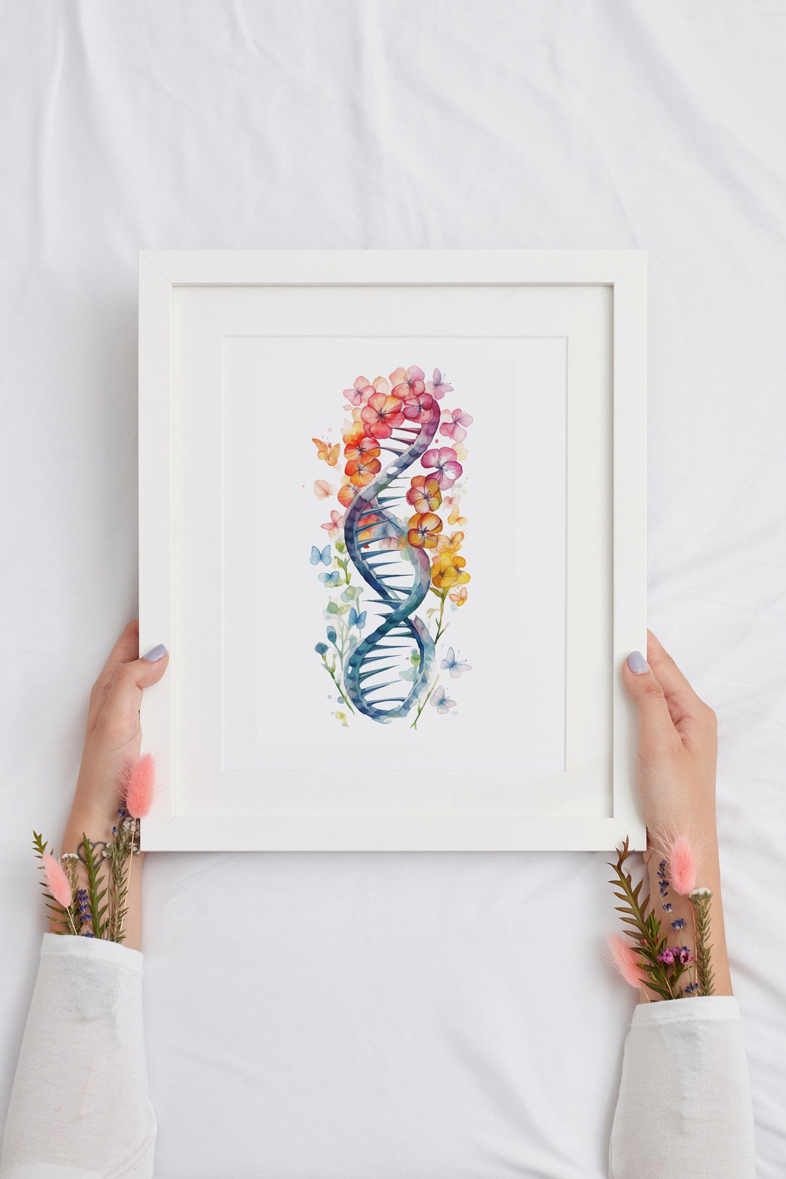 Floral DNA Art Print, Biology Art, Science Wall Decor, Medical Science ...