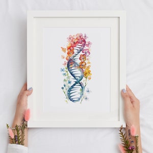 Floral DNA Art Print, Biology Art, Science Wall Decor, Medical Science ...