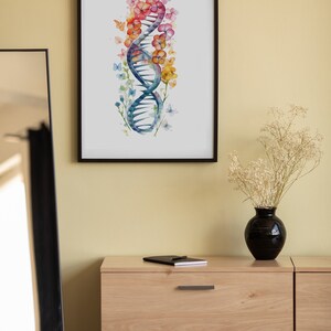 Floral DNA Art Print, Biology Art, Science Wall Decor, Medical Science ...