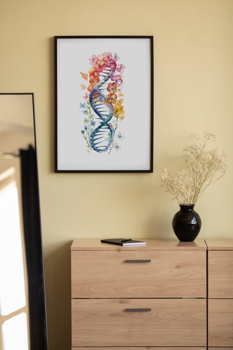 Floral DNA Art Print, Biology Art, Science Wall Decor, Medical Science ...