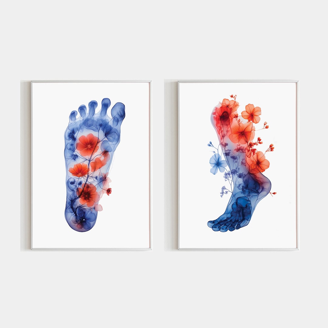 Foot Anatomy Art Print Set of 2 Orthopedic Wall Art Podiatrist Wall ...