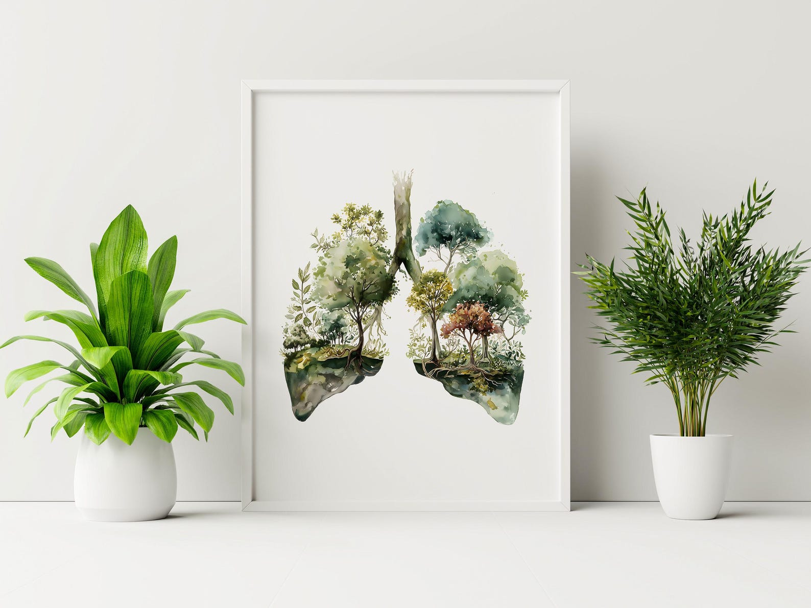 Lungs Forest Art Print, Watercolor Nature Inspired Breathing Artwork ...