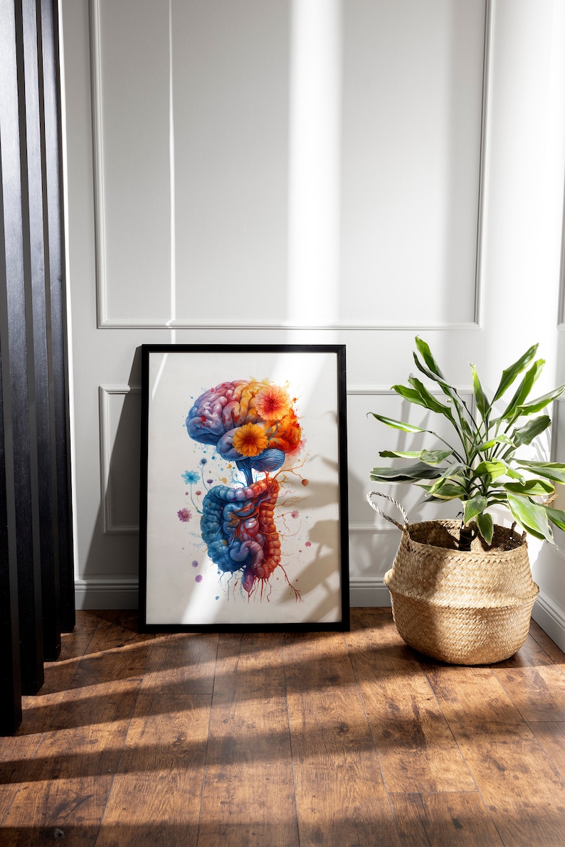 Gut Brain Watercolor Art Print, Vagus Nerve Posters, Medical Wall Decor ...