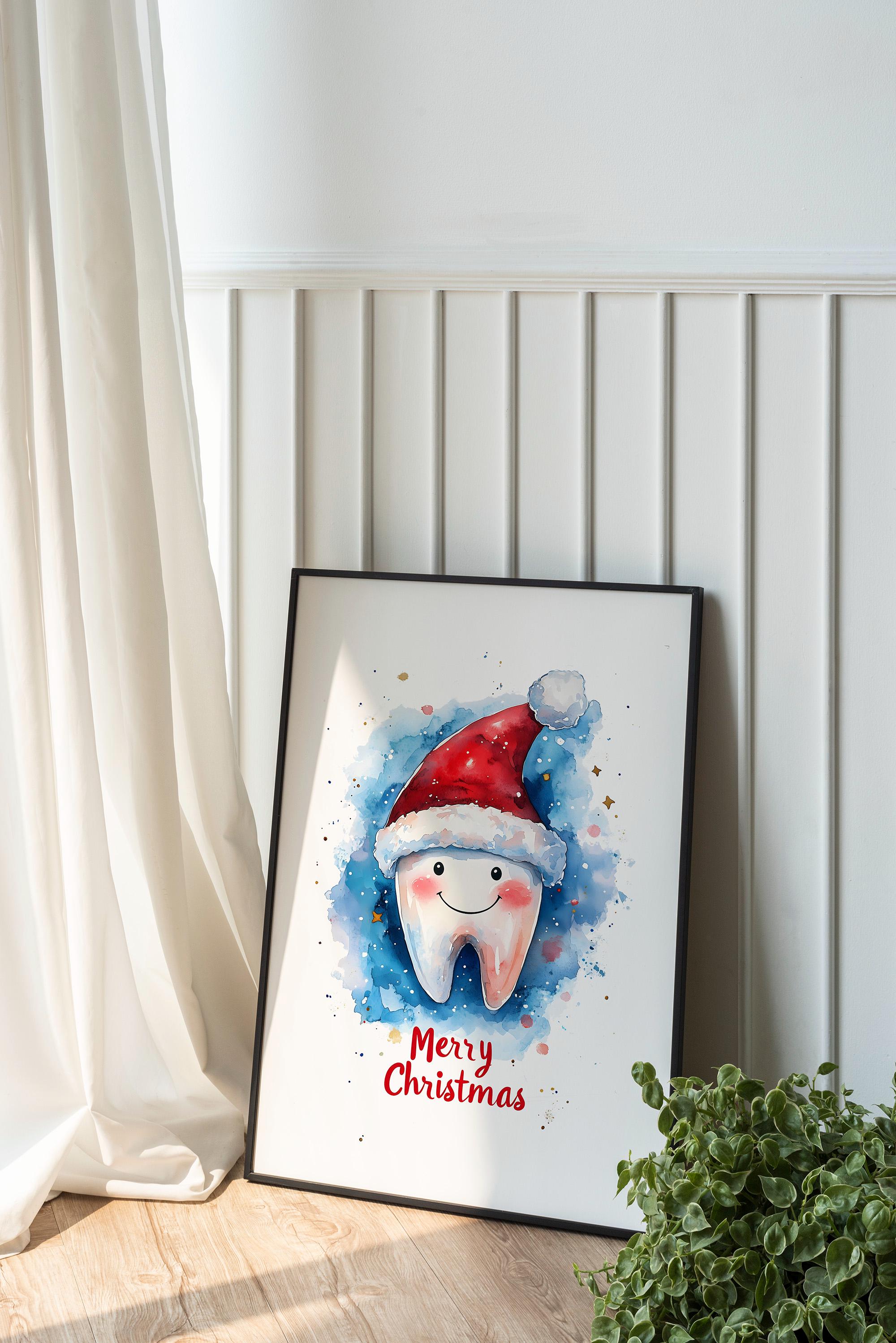 Dental Christmas Greeting Card Printable Dentist Wall Art Holiday ...