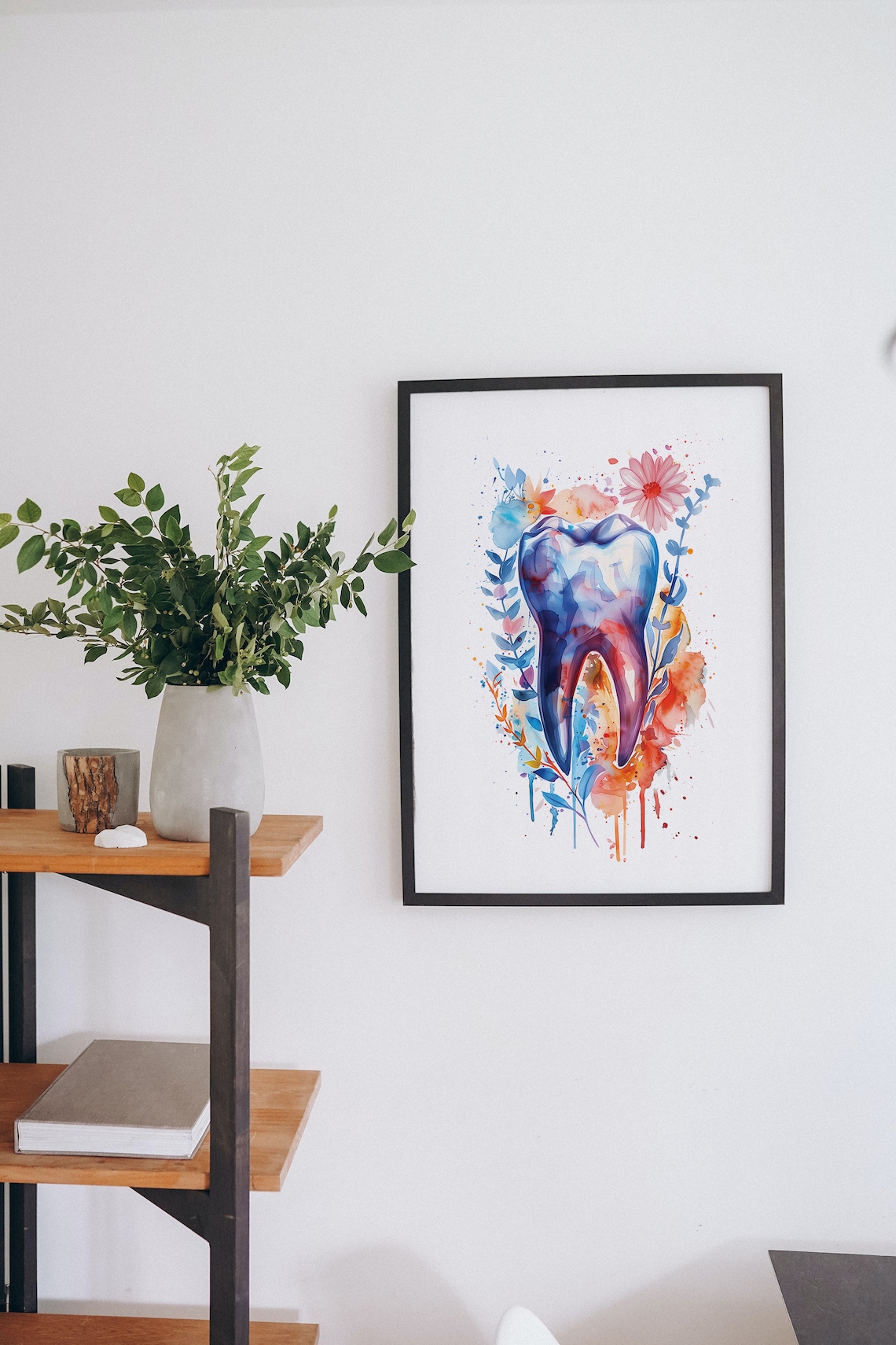Floral Tooth Art Print, Watercolor Dental Office Decor, Dentist Gift ...